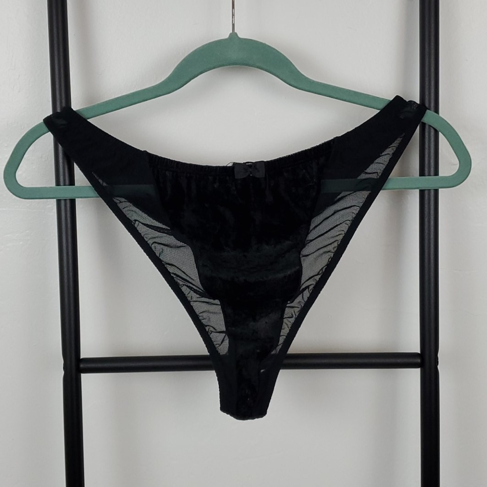 Vintage Solange Bikini Panties Lace Velvet Black - Gem